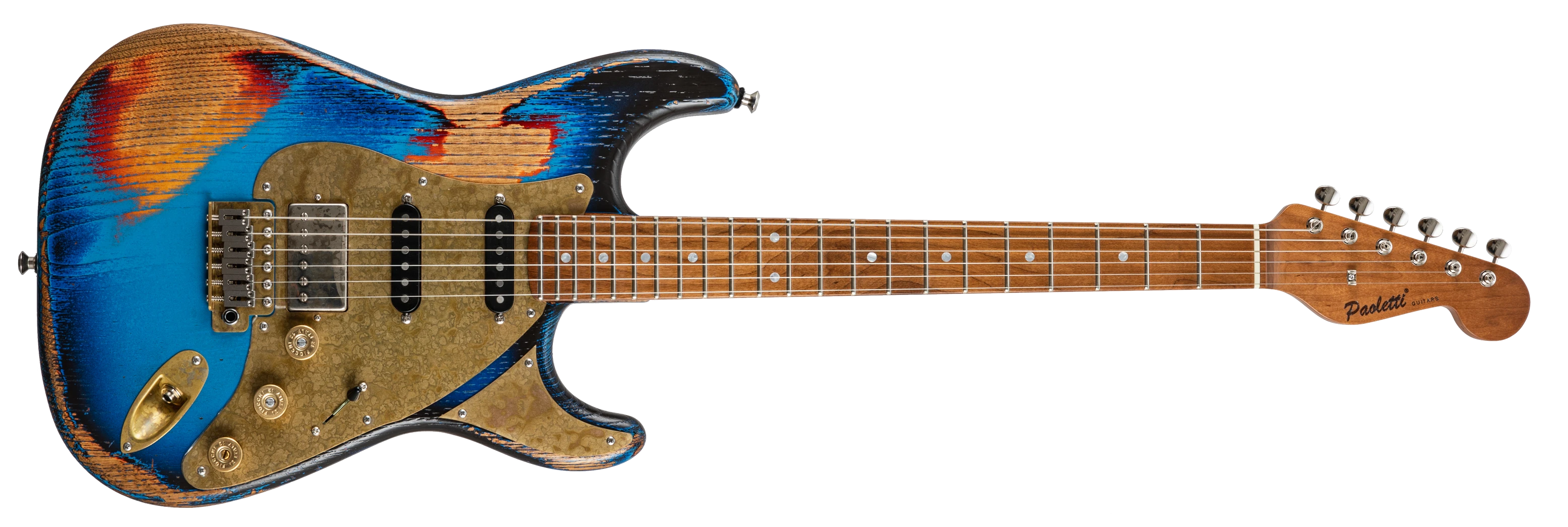 Custom Shop E-Gitarre: Paoletti Stratospheric Loft HSS heavy deep blue