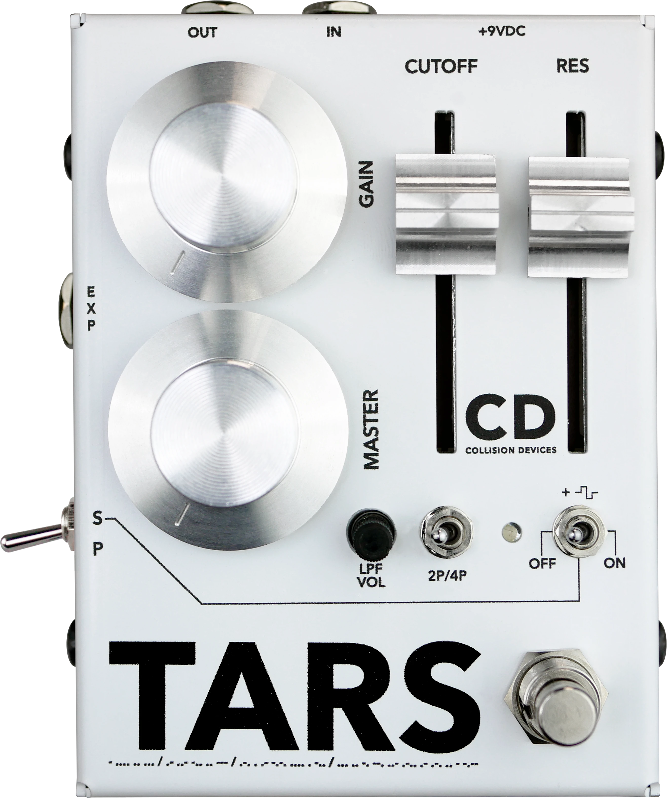 Fuzz Pedal: Collision Devices TARS Silver on White B-Stock