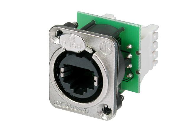 Datenstecker: D-Type Einbaustecker Ethercon nickel